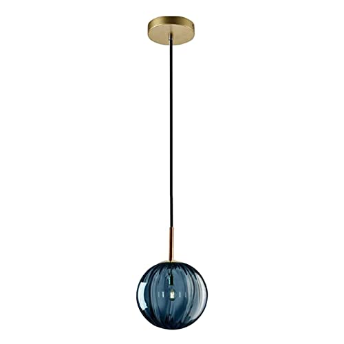 Blue Glass & Copper Pendant Ceiling Light | Glass Globe – Copper Living