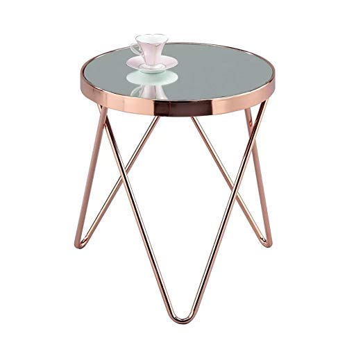Copper Mirrored Glass Round Side Coffee Table – Copper Living
