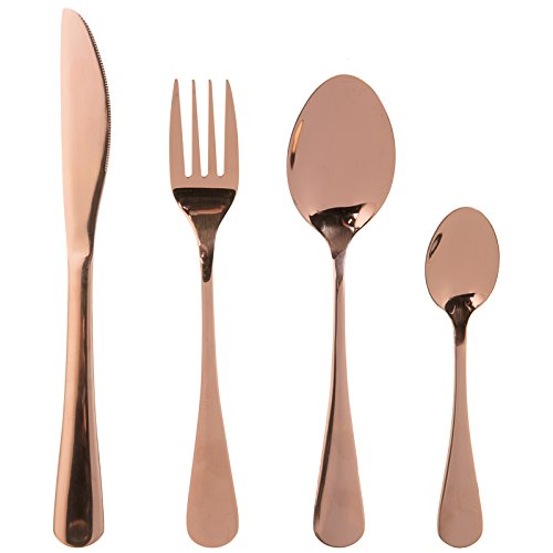 Copper 16 Piece Cutlery Set | Plain | Contemporary Copper | 4 People ...