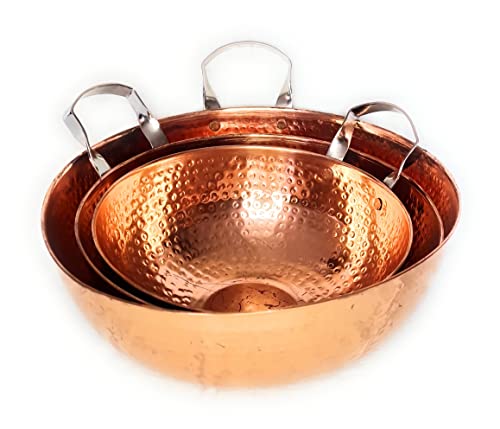 Copper Mixing Bowl With Handle | Pure Copper | Set of Three – Copper Living