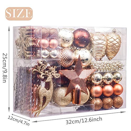 100pcs Shatterproof Christmas Baubles Copper and Gold Christmas Tr Copper Living