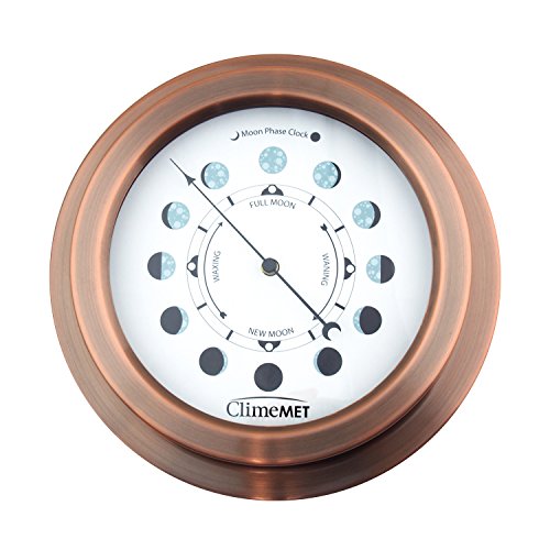 ClimeMET Moon Phase Clock | Weather Dial Range | Rose Copper | CM4306 ...