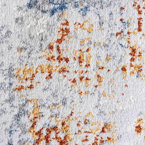 Abstract Runner Rug | For Hallway | Grey, Silver & Copper | 60cm x 240 ...